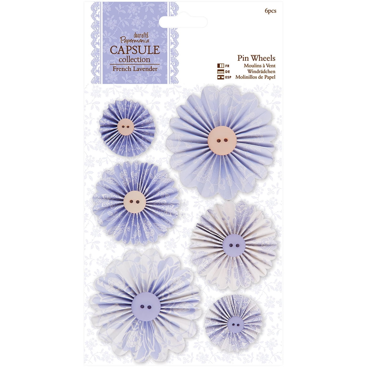 Papermania French Lavender Pinwheels 6/Pkg- , Pk 3, Papermania ...