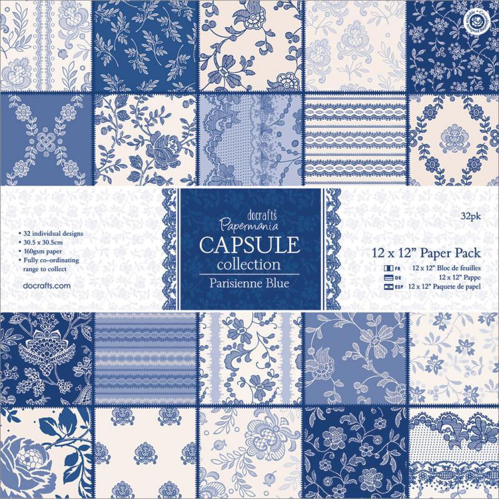 Papermania Parisienne Blue Paper Pack, 12" x 12", 32 Sheets - Walmart.com