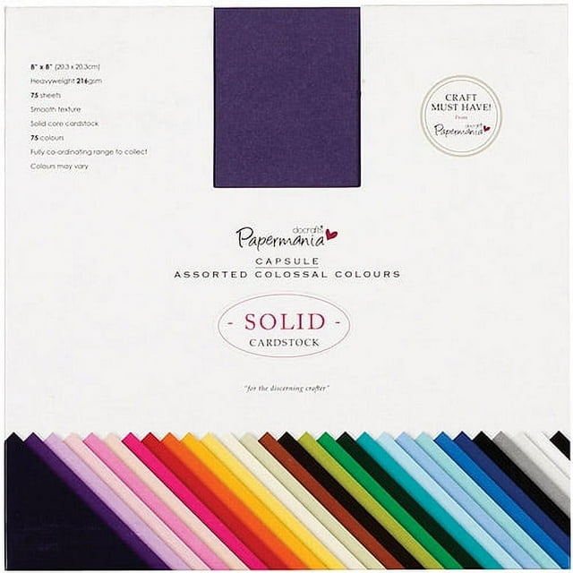 Papermania Premium Smooth Solid Cardstock Pack, 8" x 8", 75pk, Colossal ...