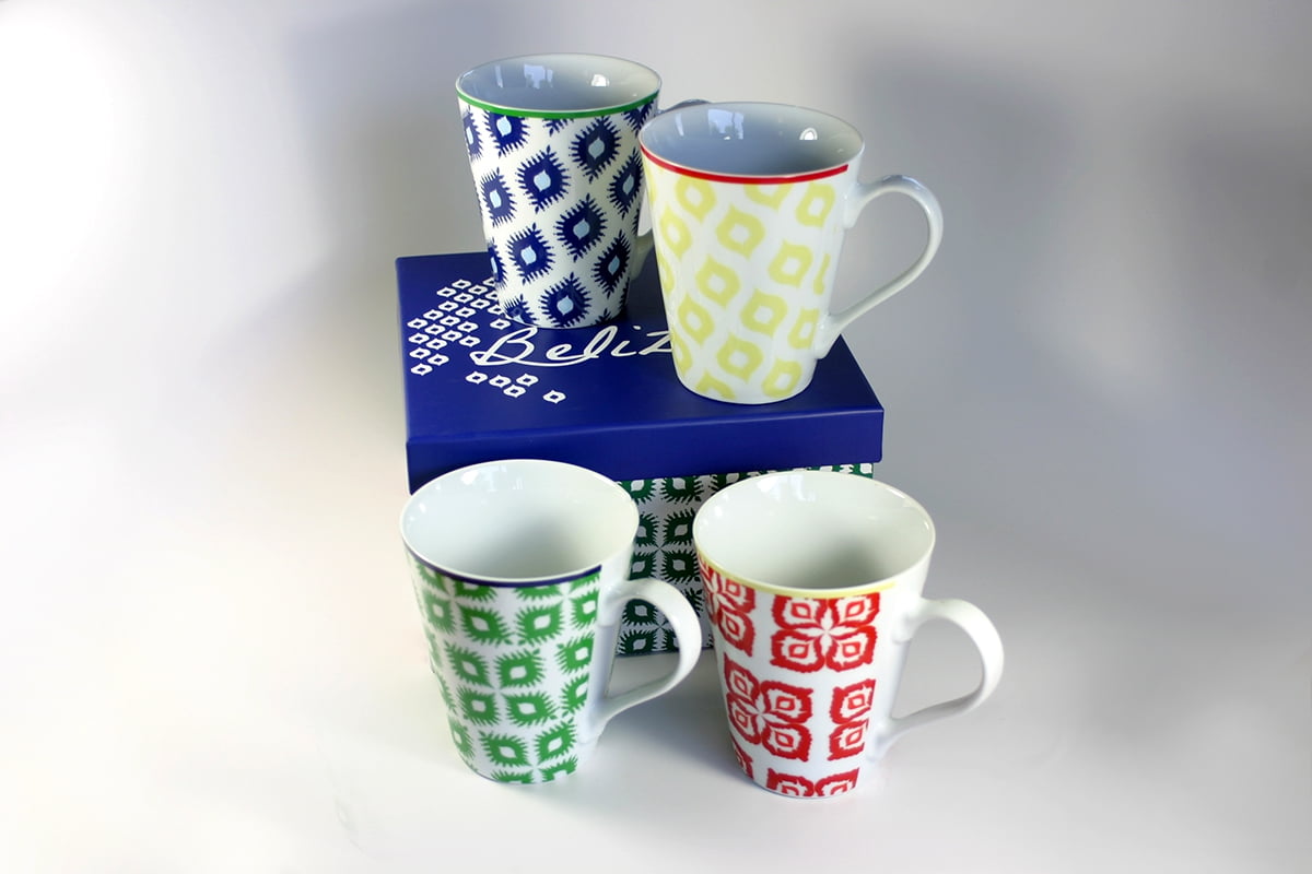 Paperproducts Design Set of 4 Colorful Belize Porcelain Coffee Mugs ...