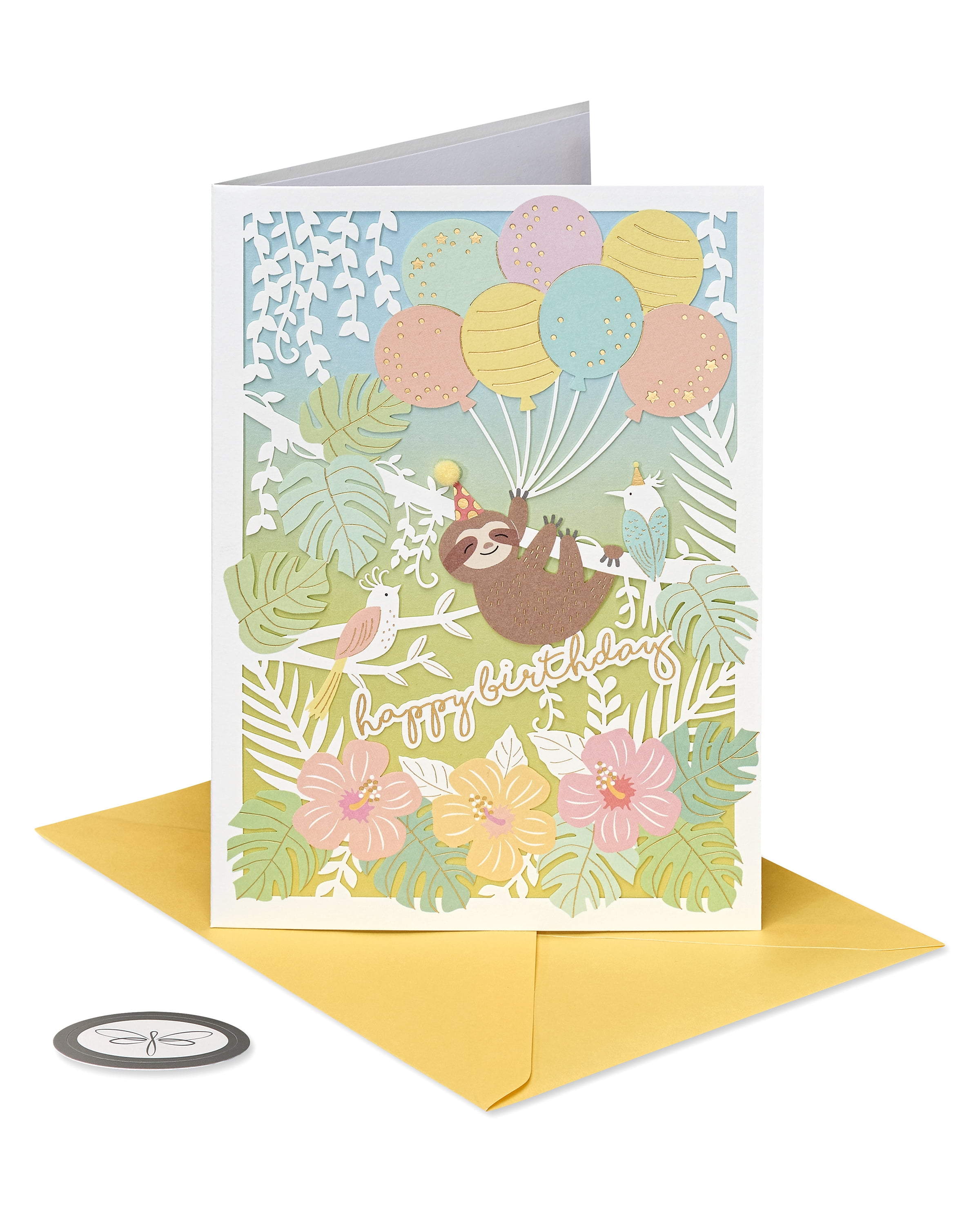 Papersong Premium Birthday Card, Birthday Sloth (Celebrate Chill ...