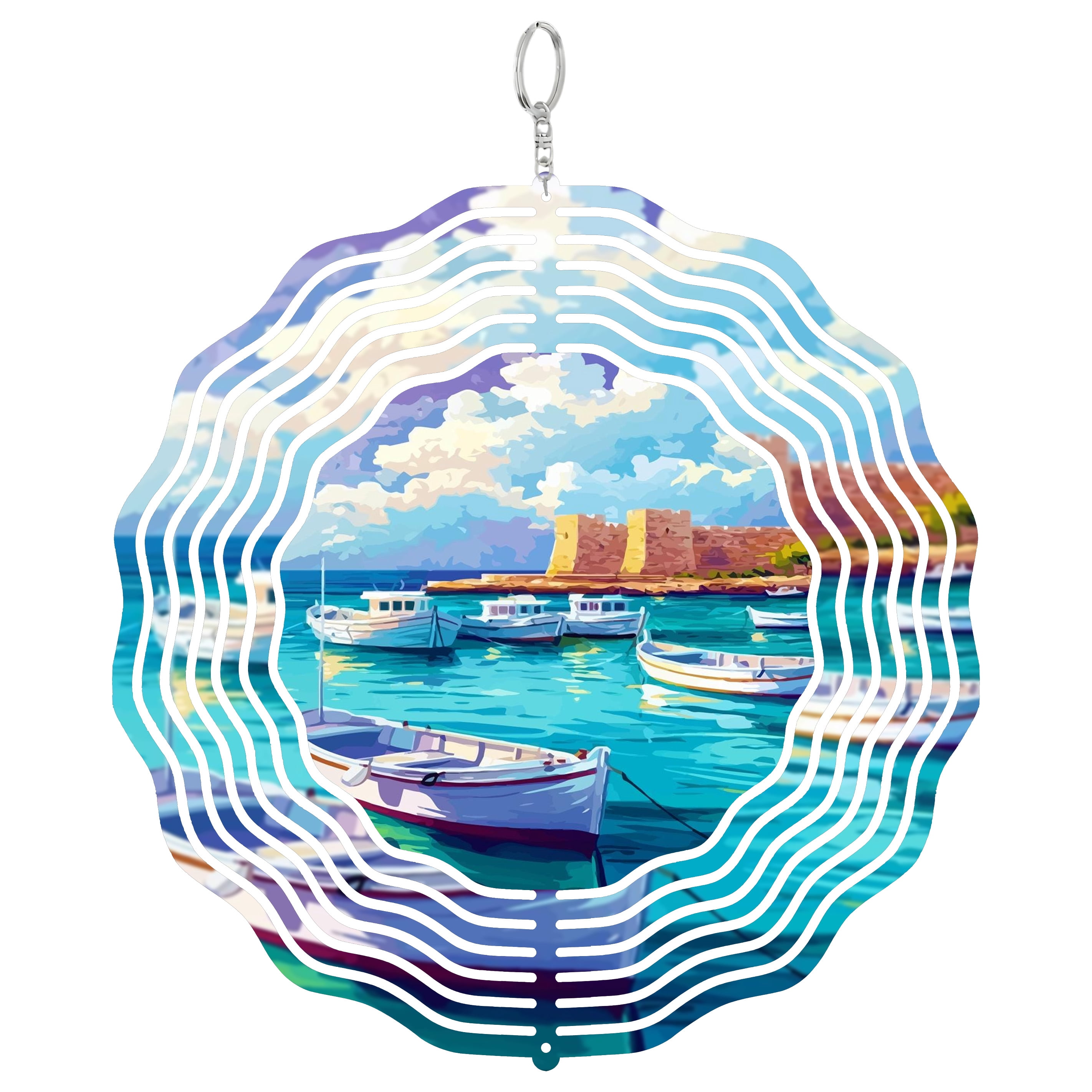 Paphos Cyprus 3D Wind Spinner Metal Hanging Ornament Outdoor Decor ...