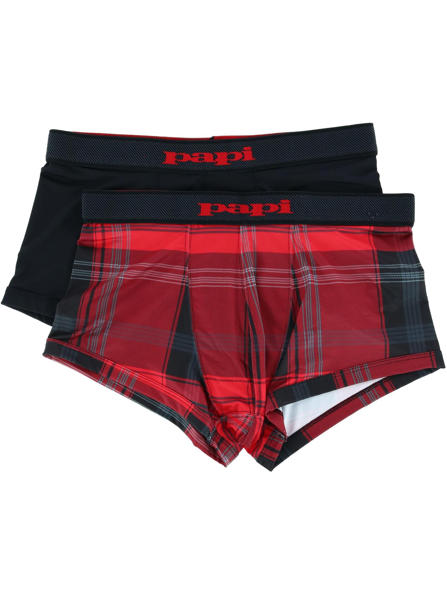 Papi Brazilian Cut Plaid and Solid Underwear Trunks (2 Pack) (Men ...