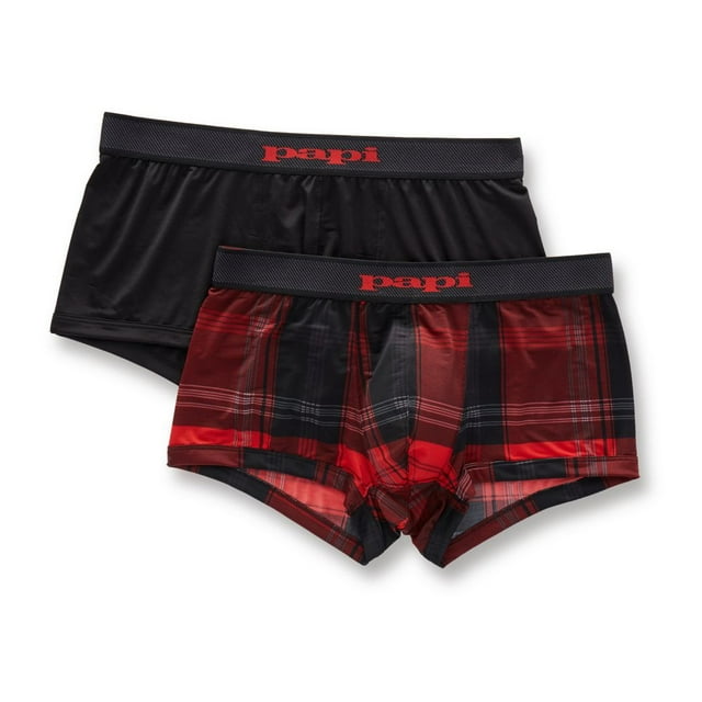 Papi Brazilian Cut Plaid and Solid Underwear Trunks (2 Pack) (Men ...