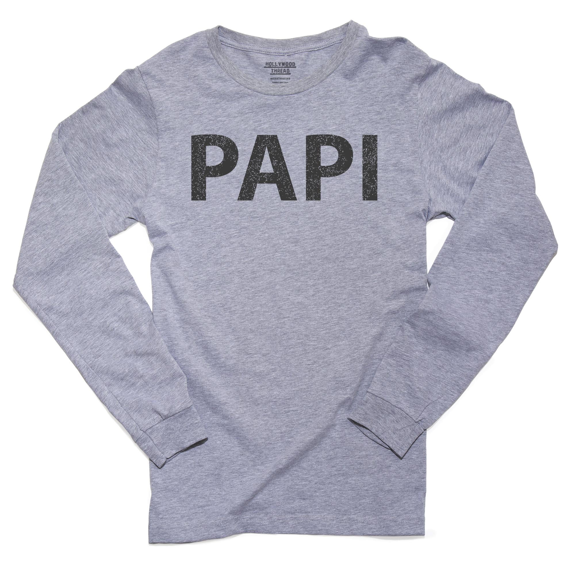 Papi Spanish Language Father Large Font Men's Long Sleeve Grey T-Shirt ...