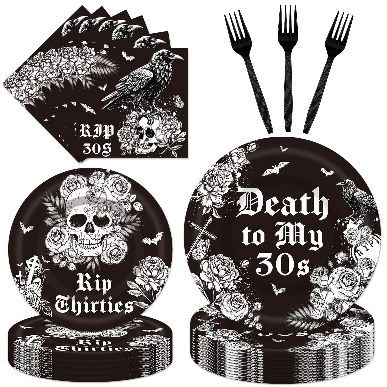 Papiailove 96 Pcs Death to My AFN130s Birthday Decorations, 40th ...