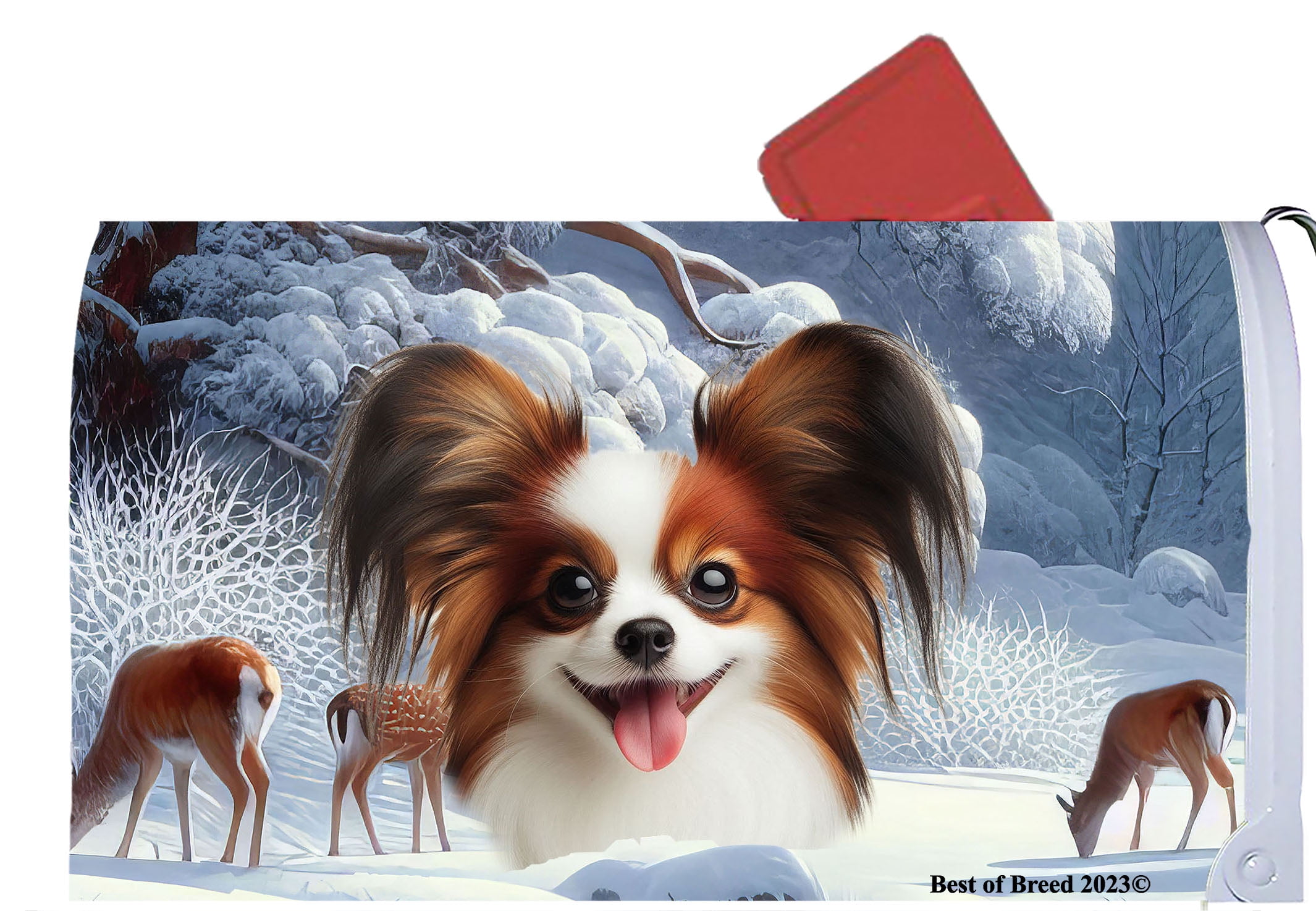 Papillion R/W - Best of Breed Winter Wonderland Dog Breed Mail Box ...
