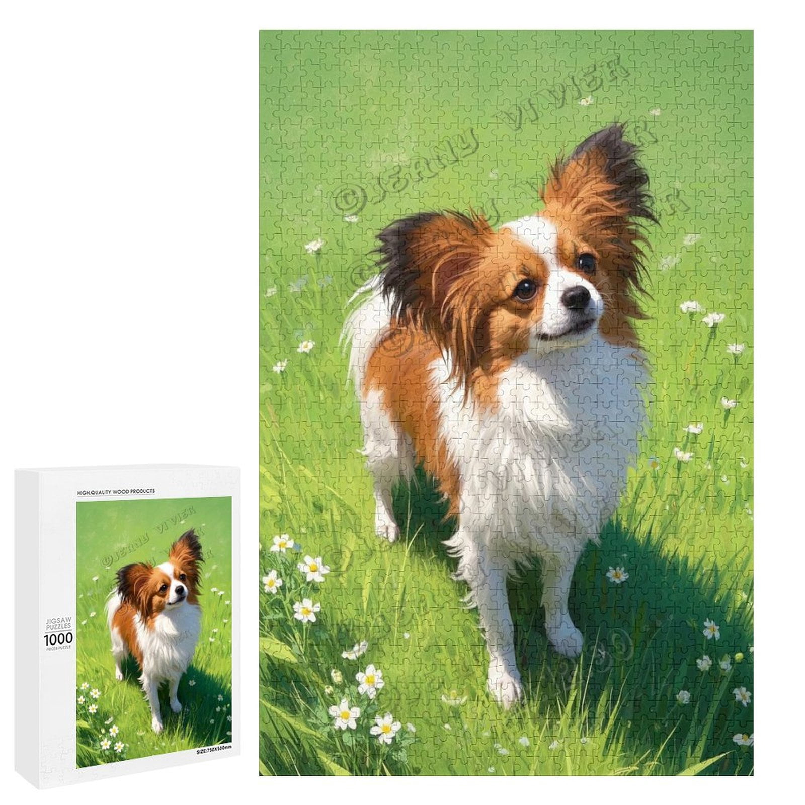 Papillon Dog Themed 1000 Piece Puzzle for Families, Finished Size 30" x ...