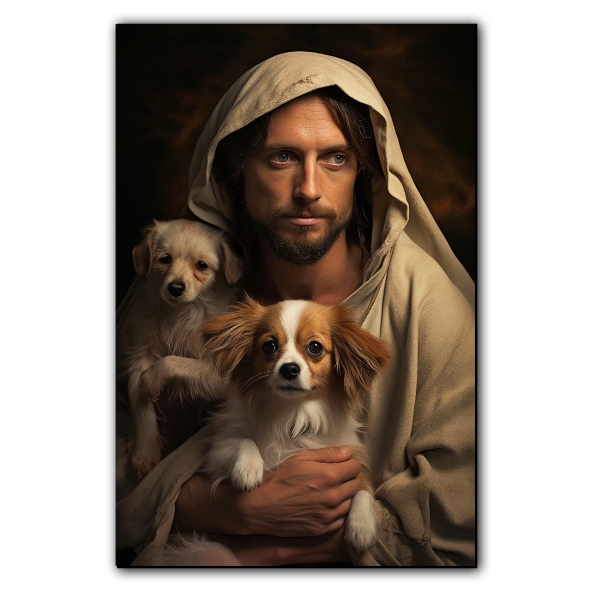 Papillon Gift - Dogs Breeds Canvas Wall Art - Man Hugging Dog vintage ...