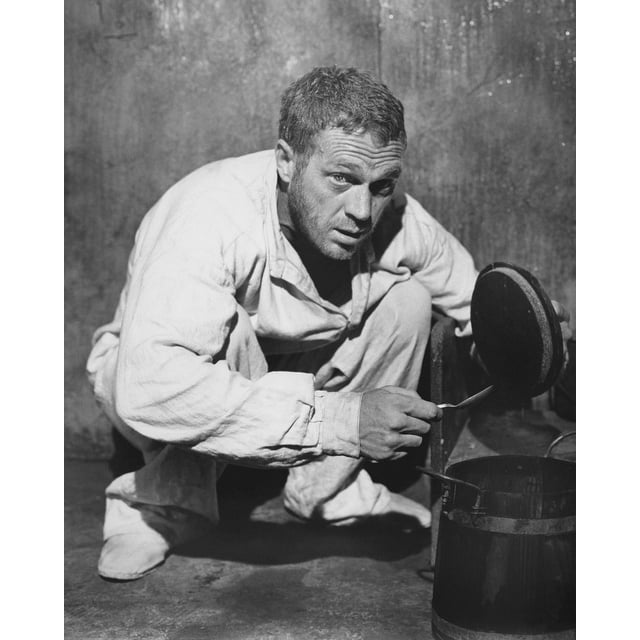 Papillon McQueen Crouching In Jail Cell 24x36 Classic Hollywood Poster ...