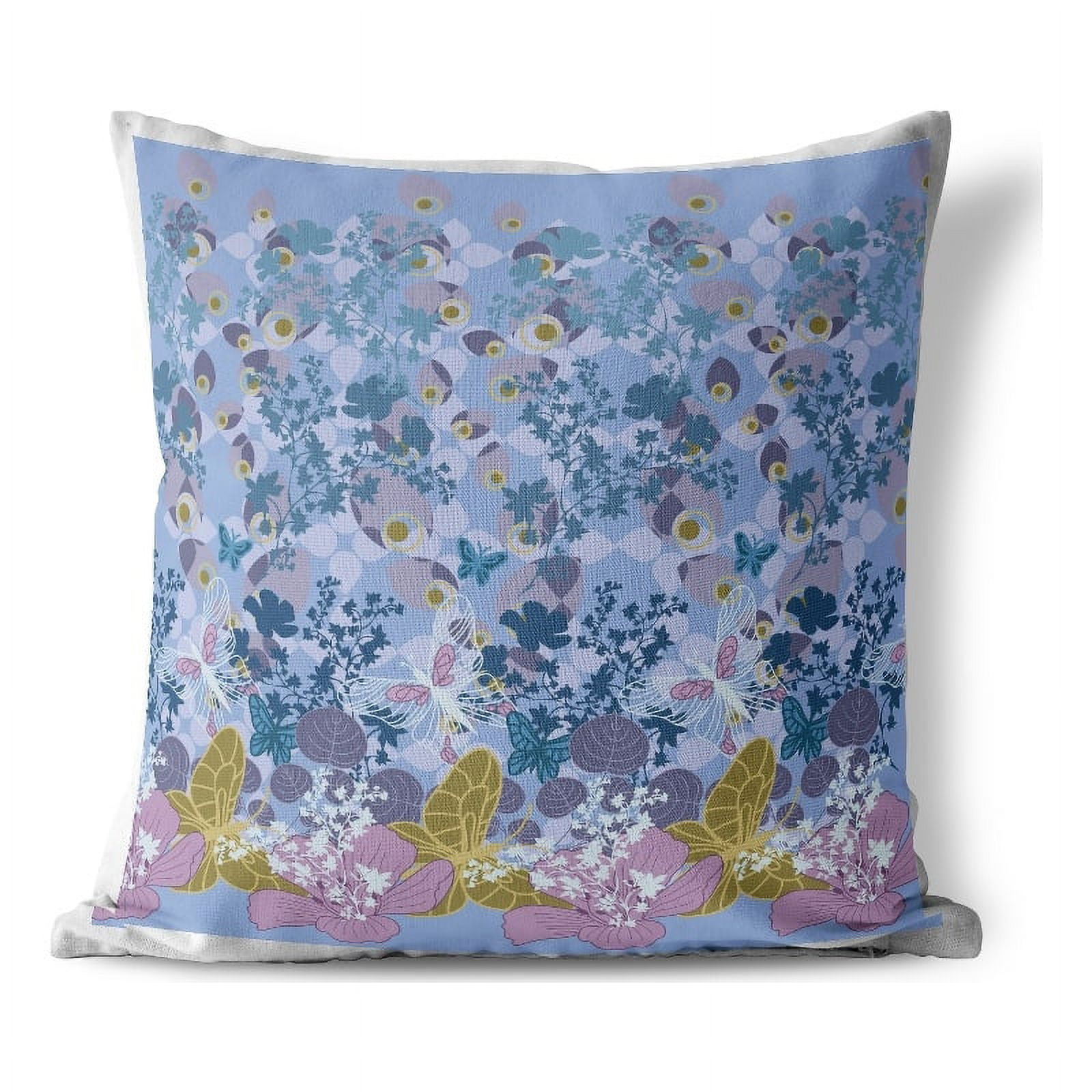 Papillon Paradise Indoor/Outdoor Pillow with Removable Cover in Blue ...