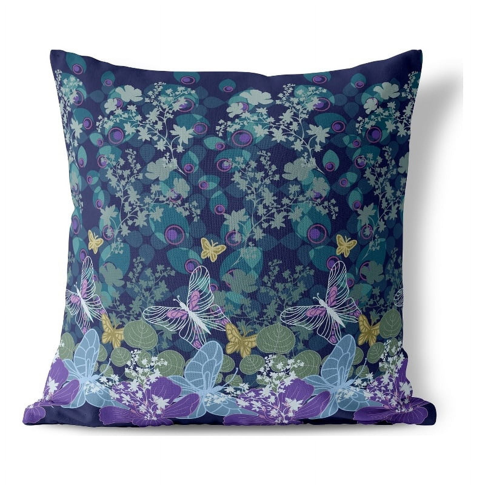 Papillon Paradise Indoor/Outdoor Pillow with Removable Cover in Blue ...