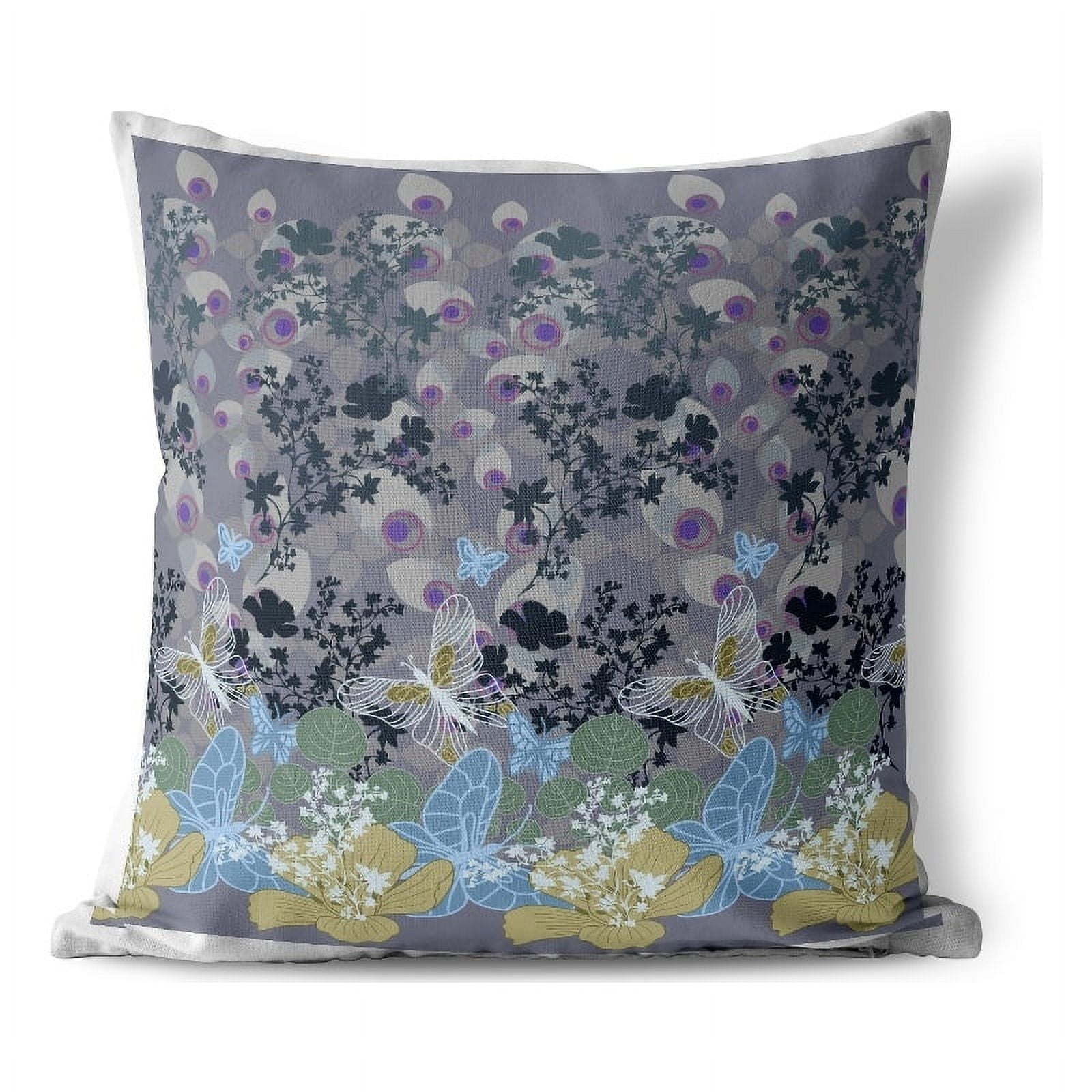 Papillon Paradise Indoor/Outdoor Pillow with Removable Cover in Gray ...