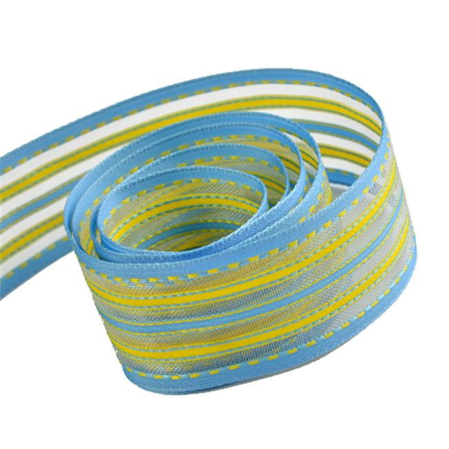 Papillon Ribbon & Bow R097055-38-BLUE-YELO 1.5 in. 50 Yards Striped ...