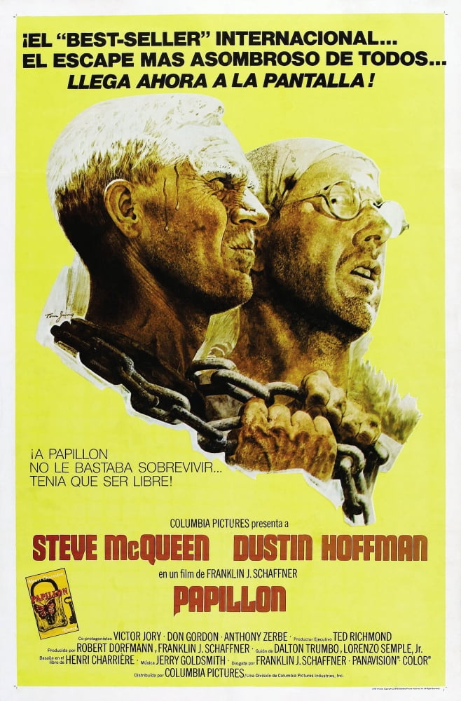 Papillon Spanish Language Poster From Left: Steve Mcqueen Dustin ...