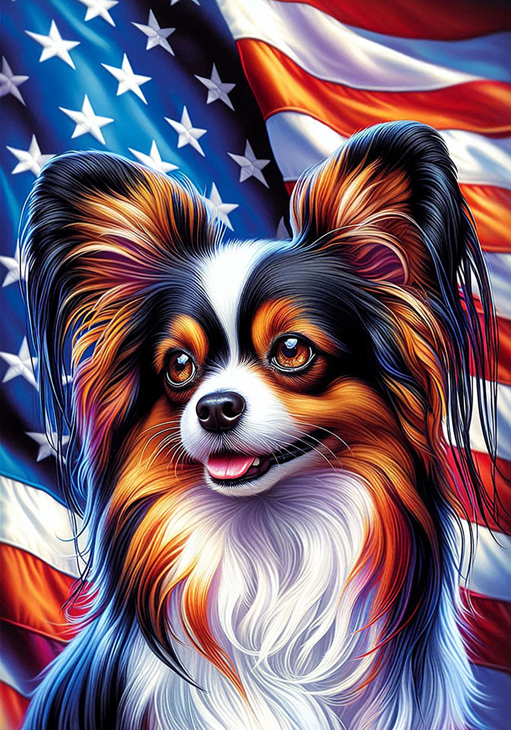 Papillon Tri - Best of Breed DCR Patriotic III Outdoor Garden Flag ...