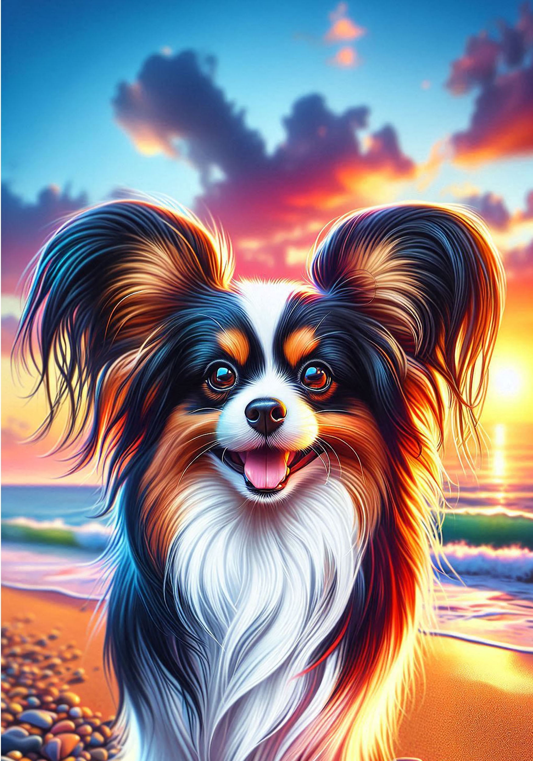 Papillon Tri - Best of Breed DCR Summer Sunset Outdoor Garden Flag 12 ...