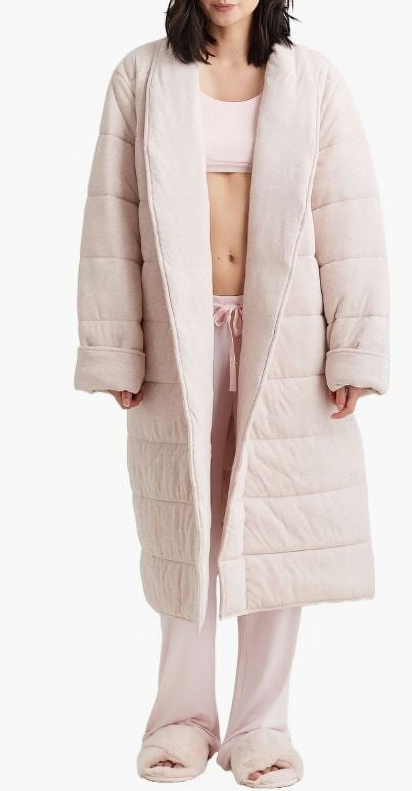 Papinelle Women's Pink Cuddle Oversize Cotton Midi Puffer Robe, L/XL ...