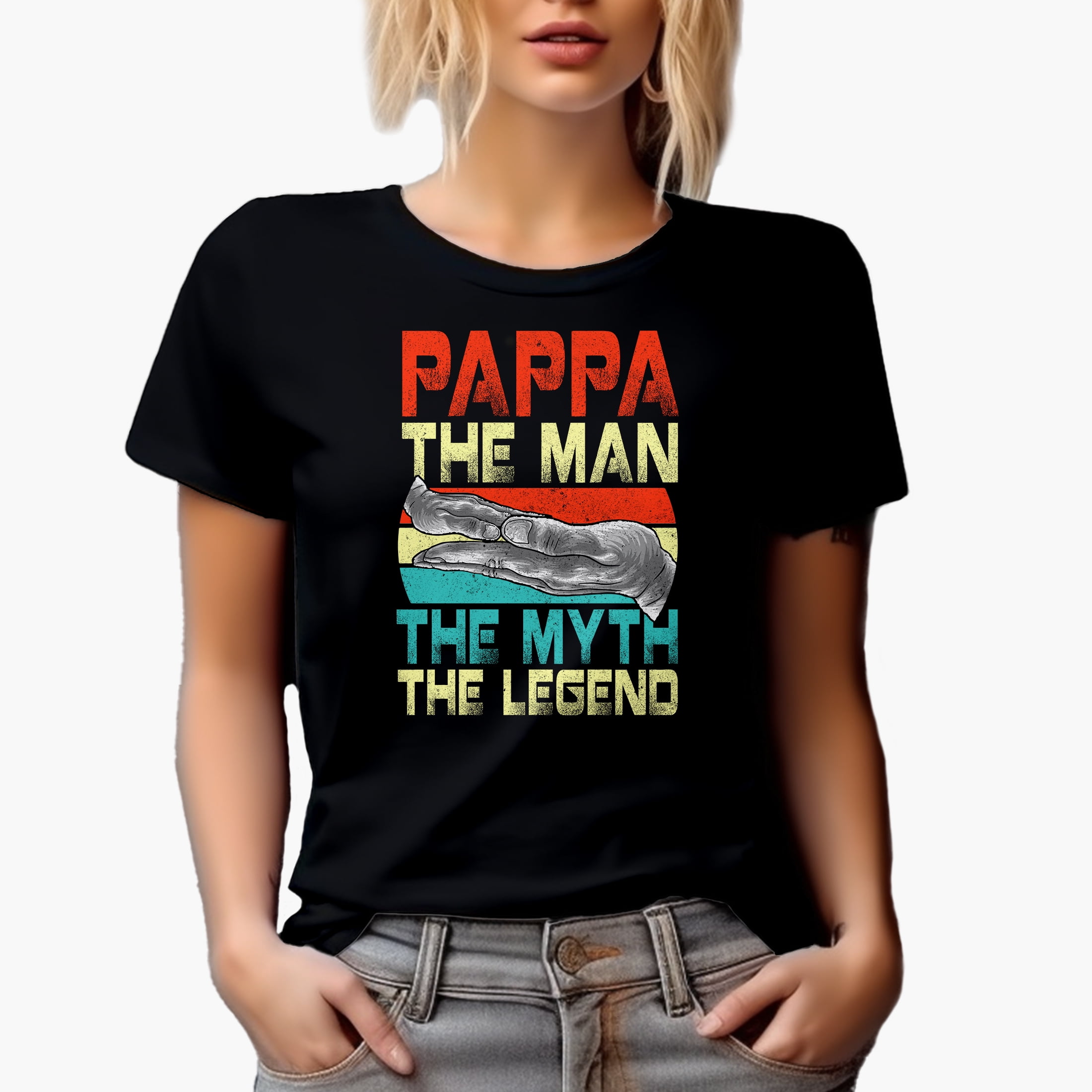 Pappa, The Man, The Myth, The Legend, Father's Day or Birthday, Black T ...