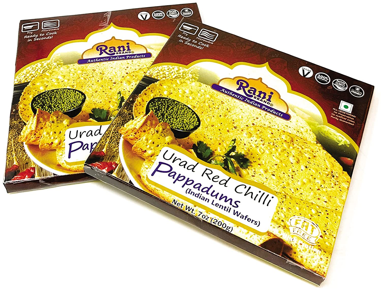 Pappadums ( Lentil Wafer Snack) Red Papad 7oz (200g) Approximately 15pc ...