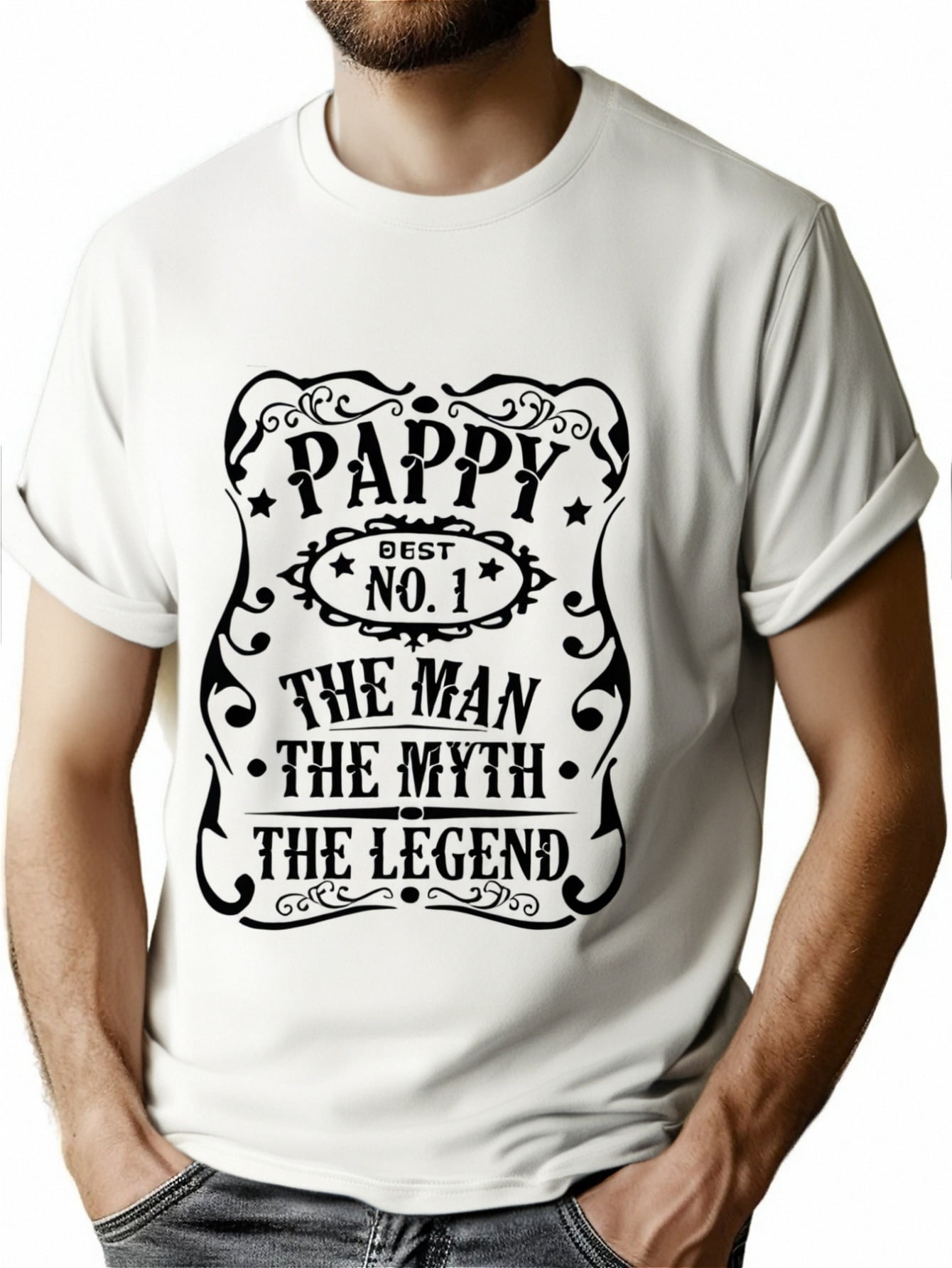 Pappy Best No.1 Graphic T-Shirt, Casual Crew Neck, Polyester Tee with ...