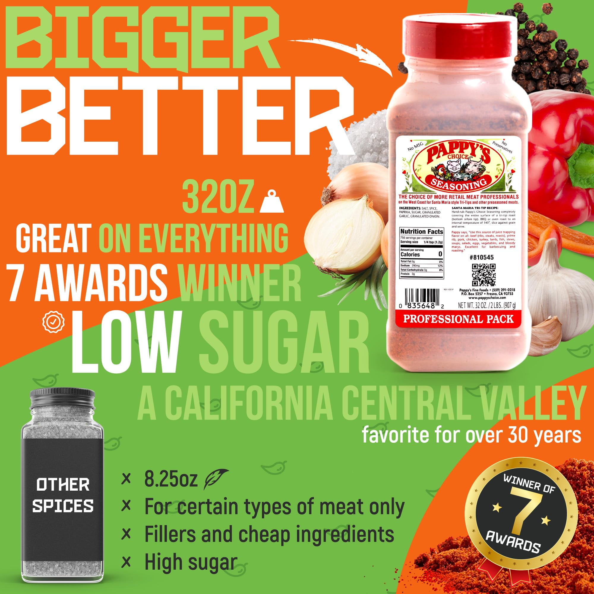 Pappy's Choice Seasoning - Original. All-in-One Gourmet H2FSDSteak & Meat Perfect Steaks, Beef ...