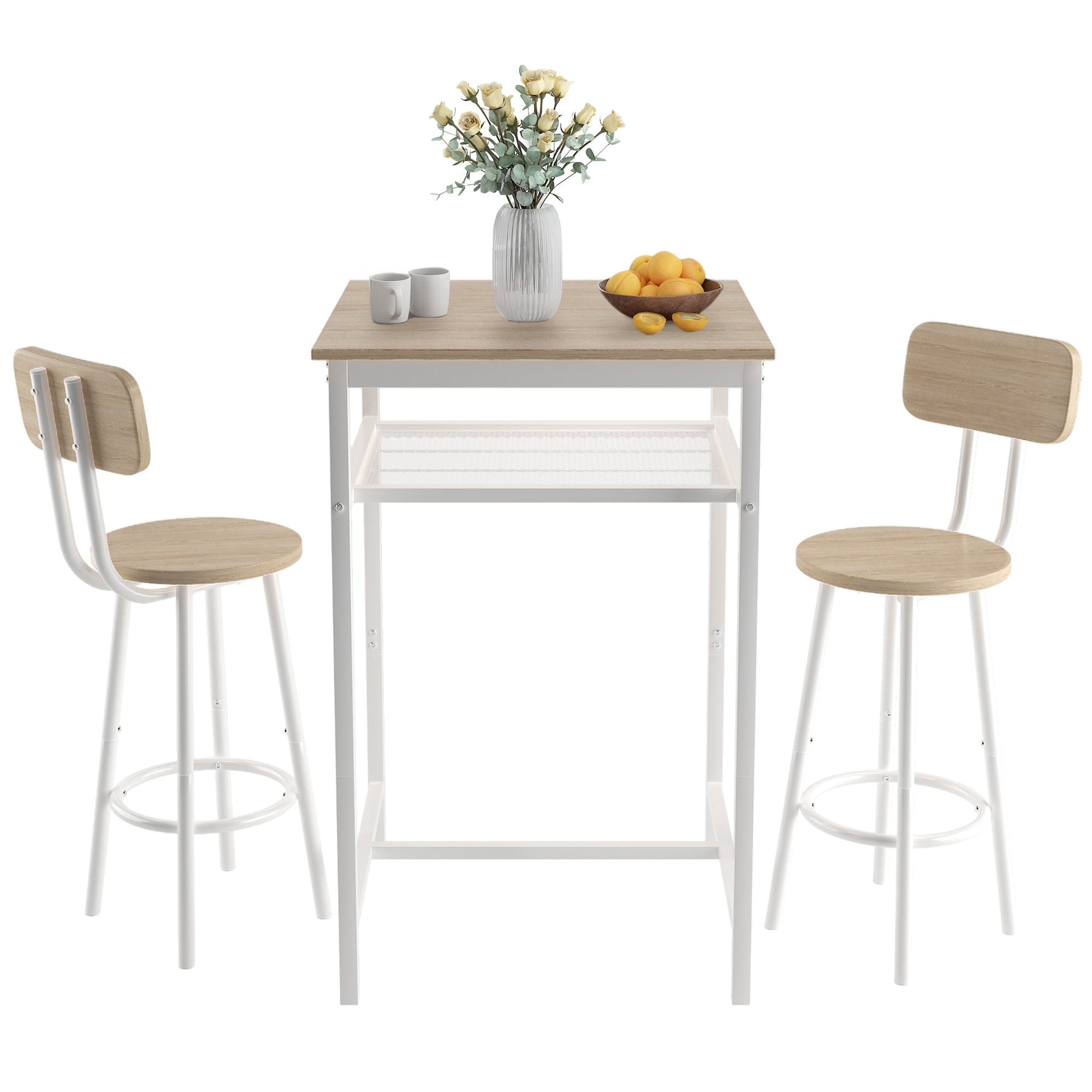 Paproos 3 Piece Bar Table Set, 2-Tier Square Pub Bistro Table and ...