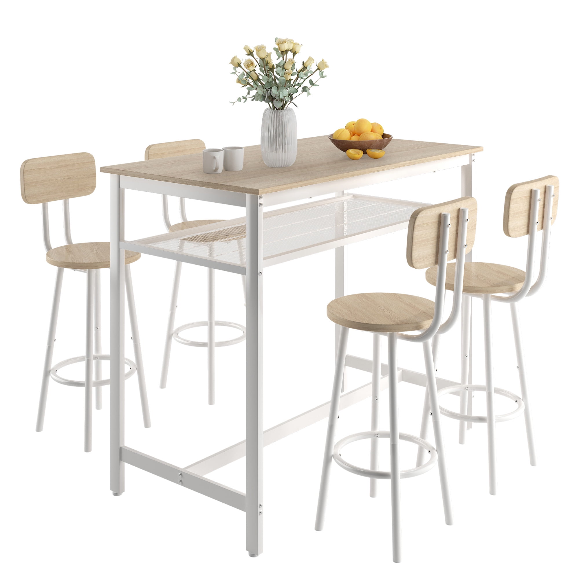 PAPROOS Dining Table Set for 4, Counter Height Dining Table and Chais ...