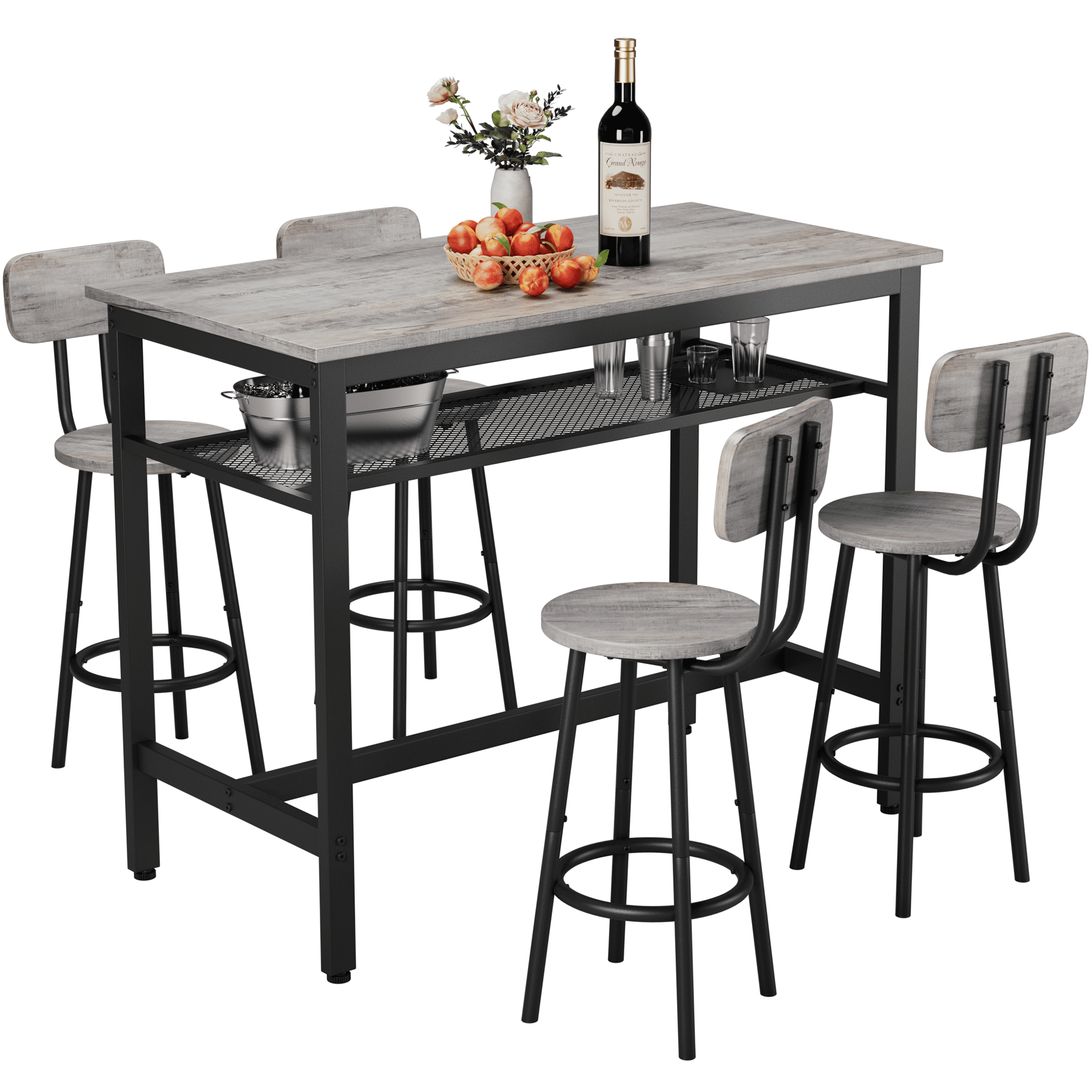 PAPROOS Dining Table Set for 4, Counter Height Dining Table and Chairs ...