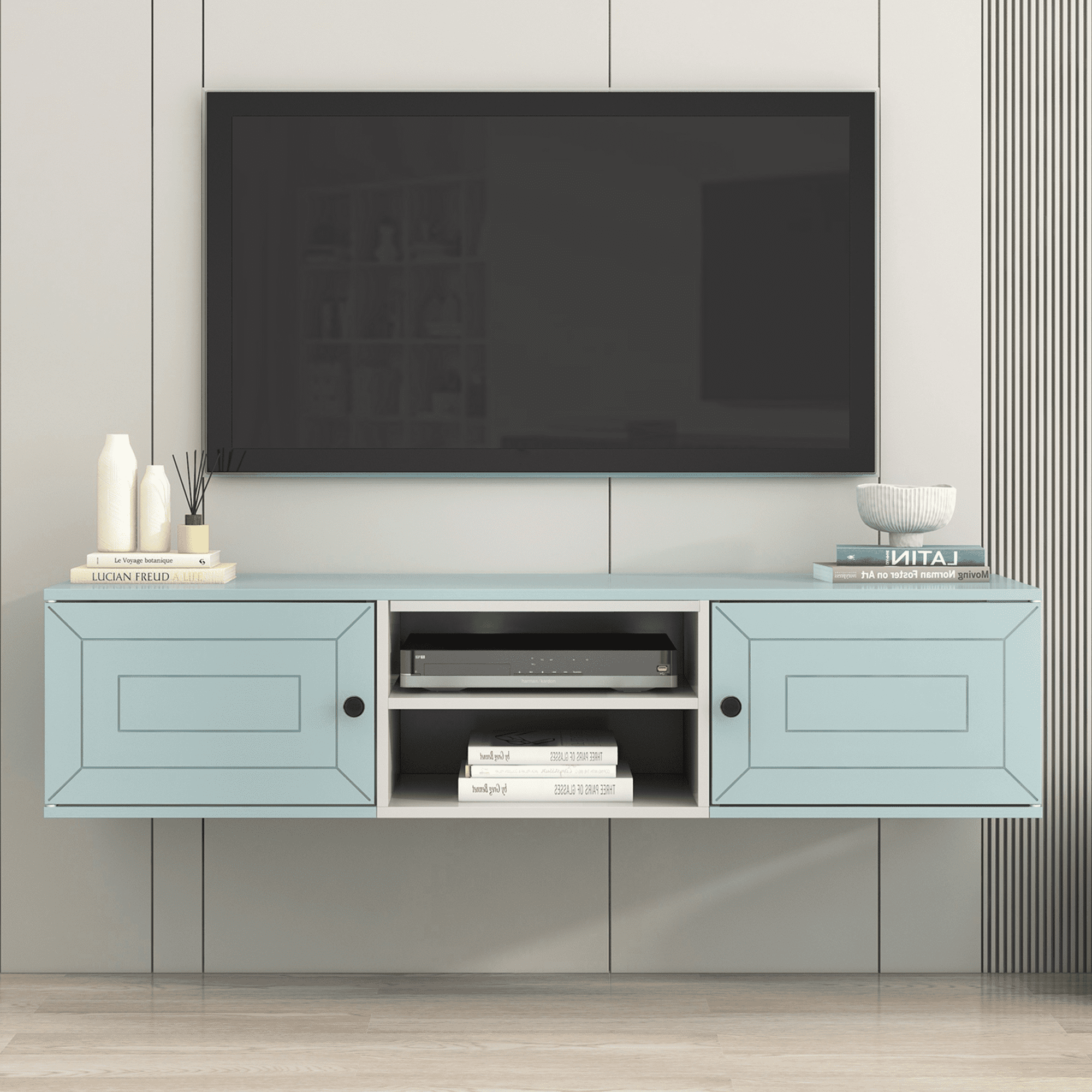 Paproos Floating TV Console, Wall Mounted TV Stand for 65 Inch TV ...