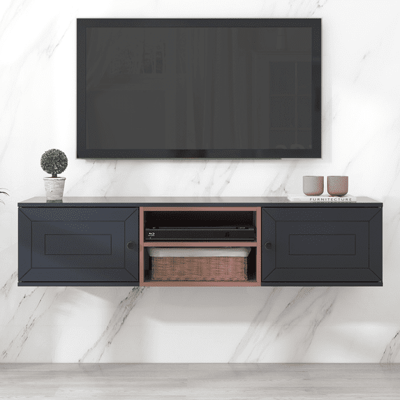 Paproos Floating TV Console, Wall Mounted TV Stand for 65 Inch TV ...