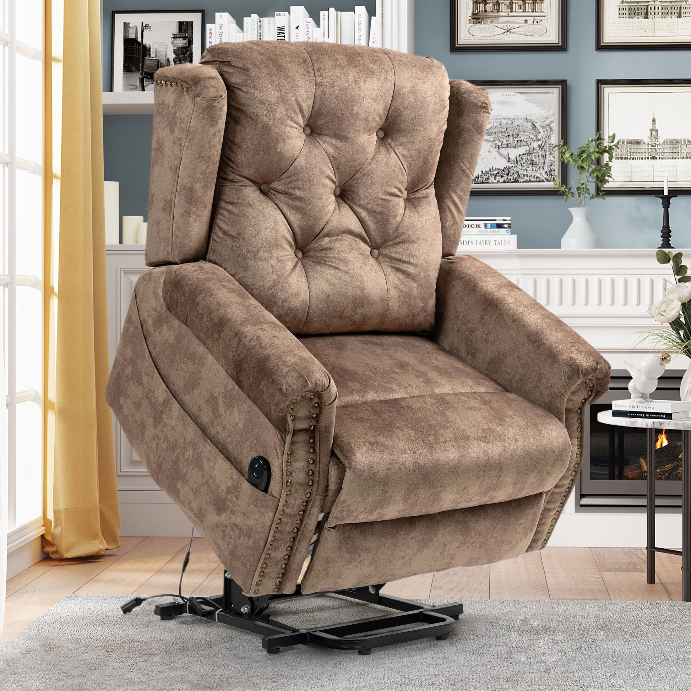 Paproos Power Lift Recliner Chair, Recliners with Brass Nails ...