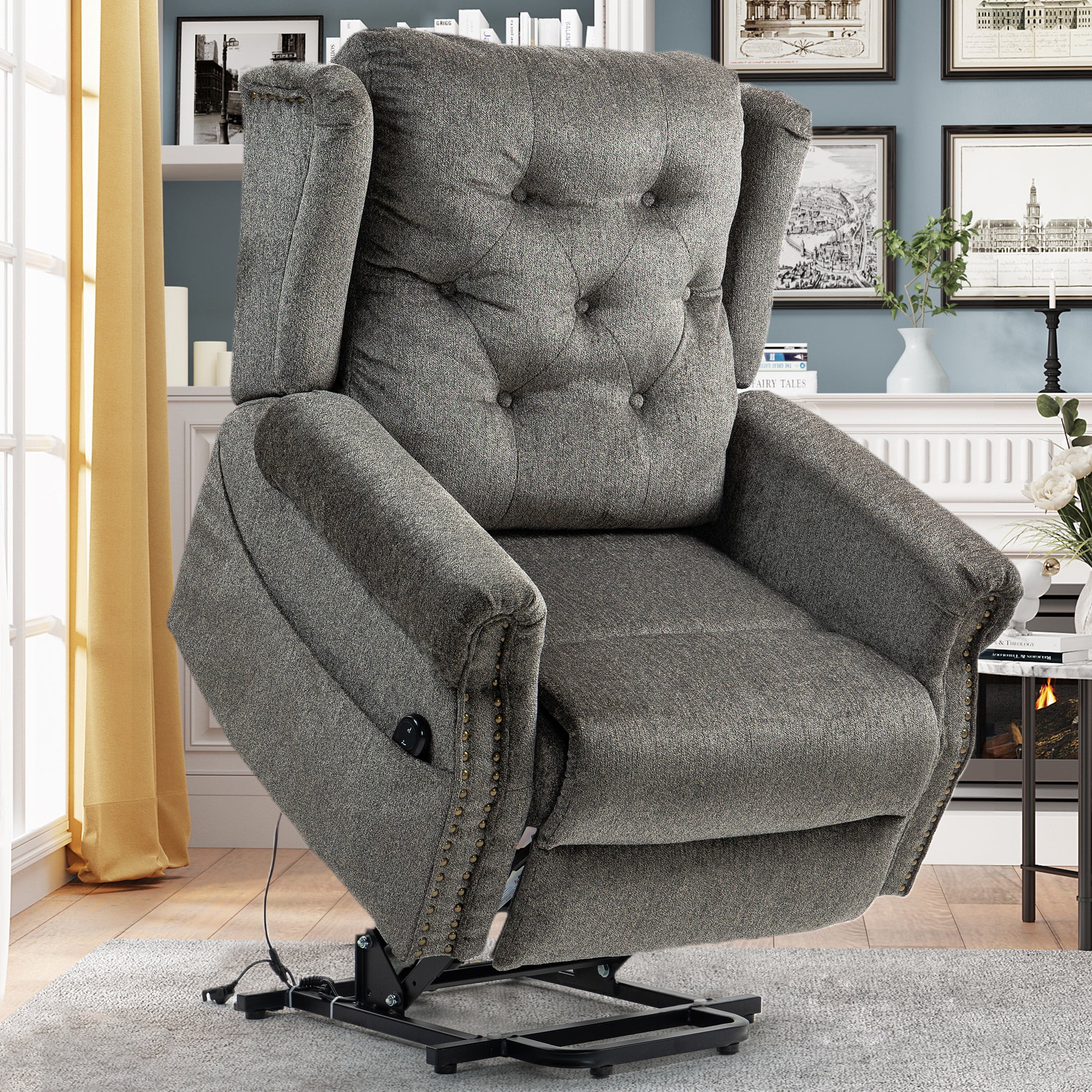 Paproos Power Lift Recliner Chair, Recliners with Brass Nails ...