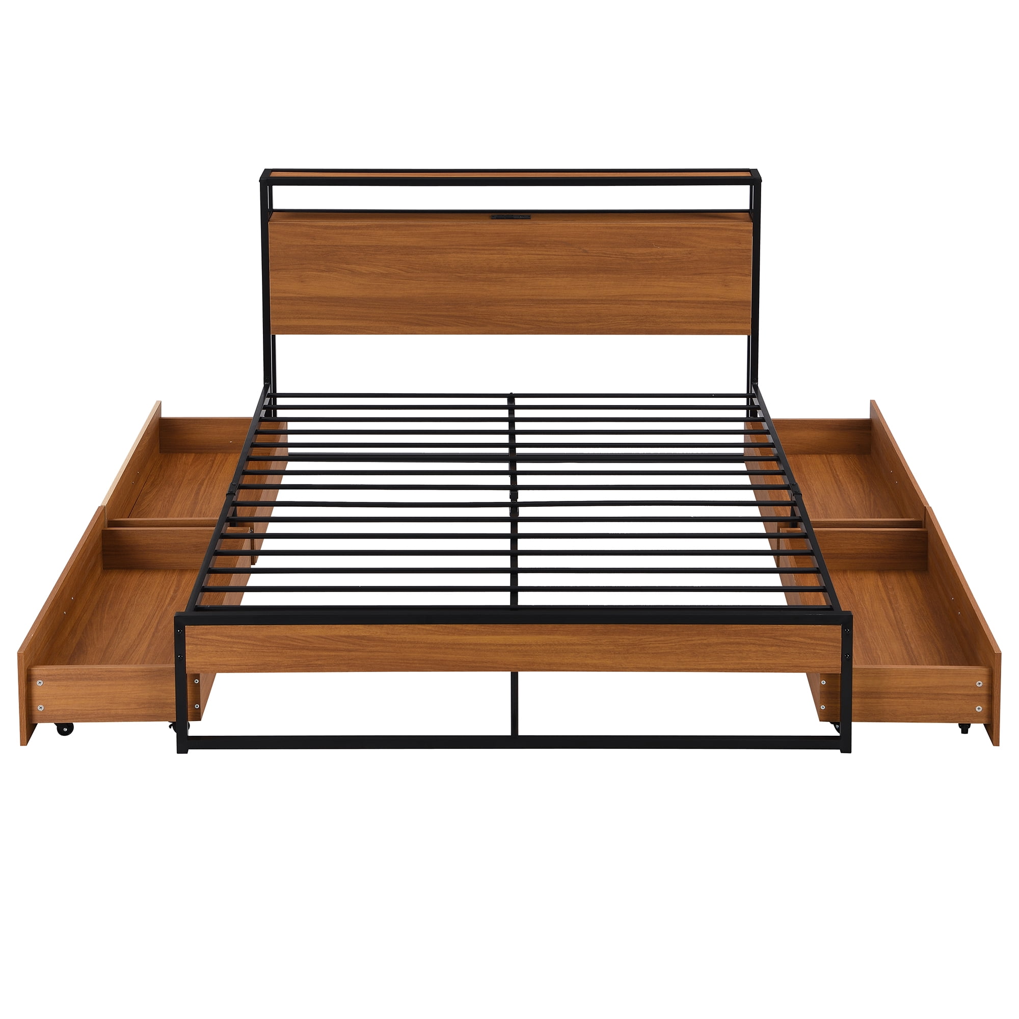 Paproos Queen Size Bed Frame with USB Ports, New Upgraded Metal ...