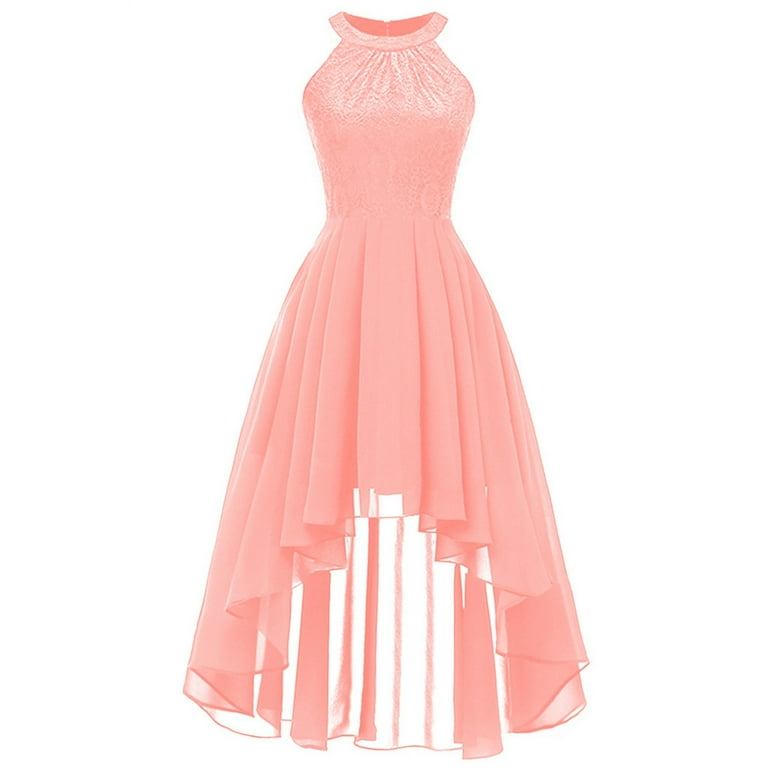 Peach High Low Prom Dresses