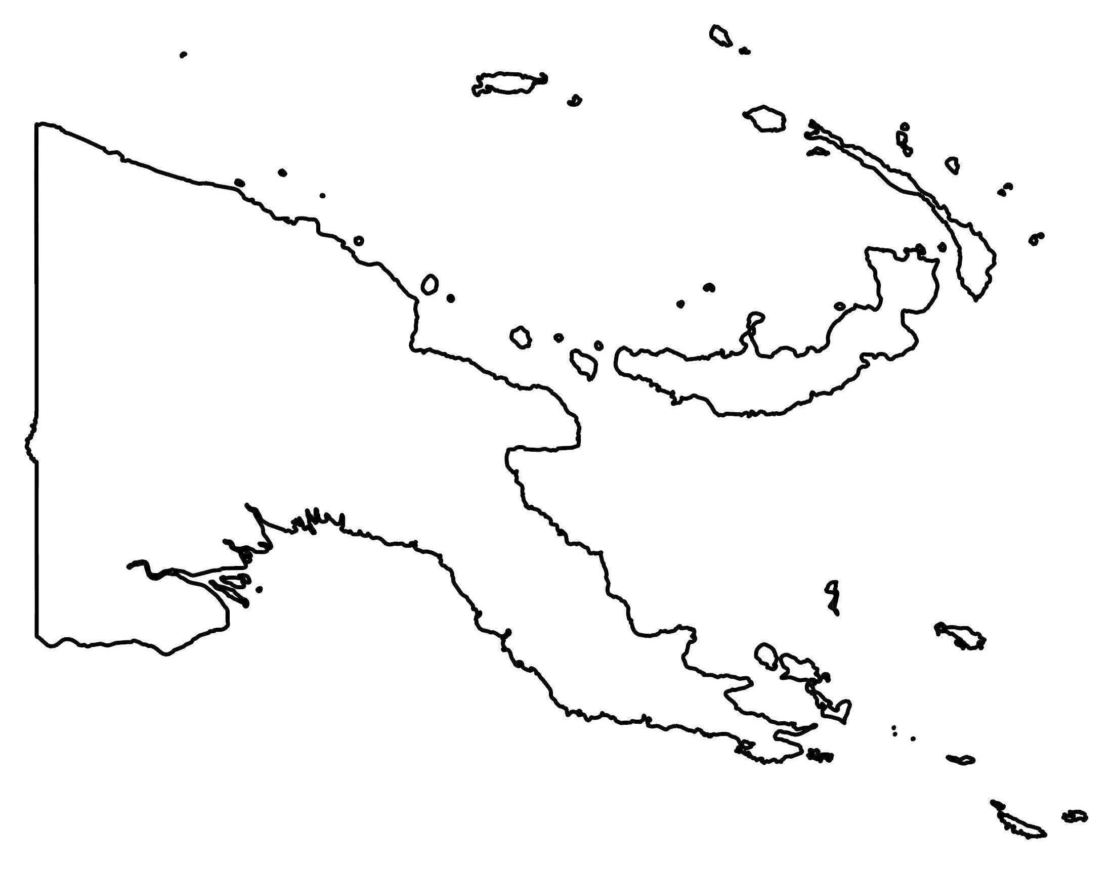 Papua New Guinea Blank Outline Map POSTER PICTURE PHOTO PRINT BANNER ...