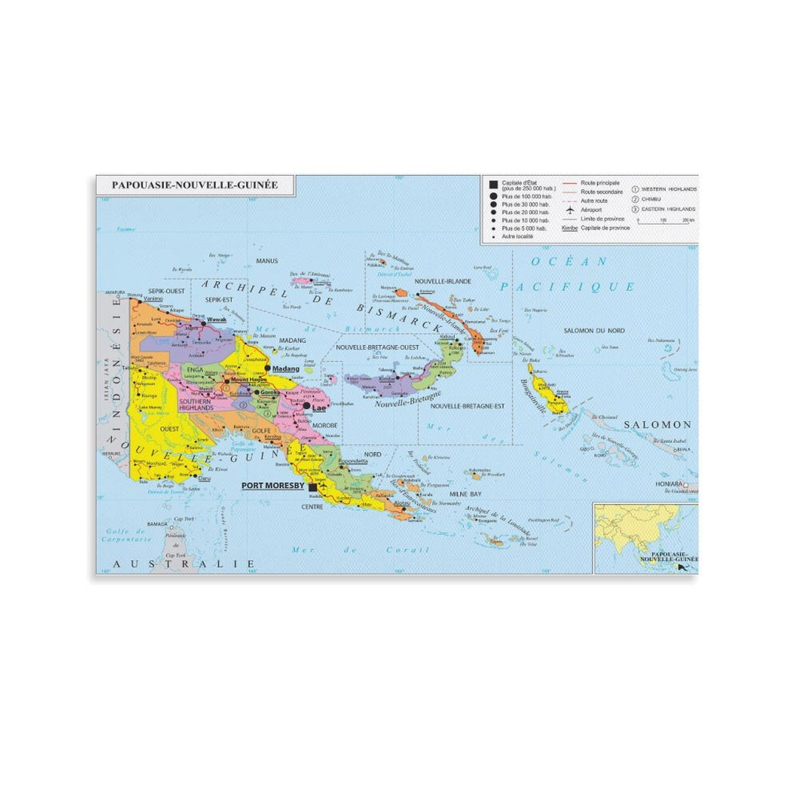 Papua-New-Guinea Map Posters Artworks Picture Print Poster Wall Art ...