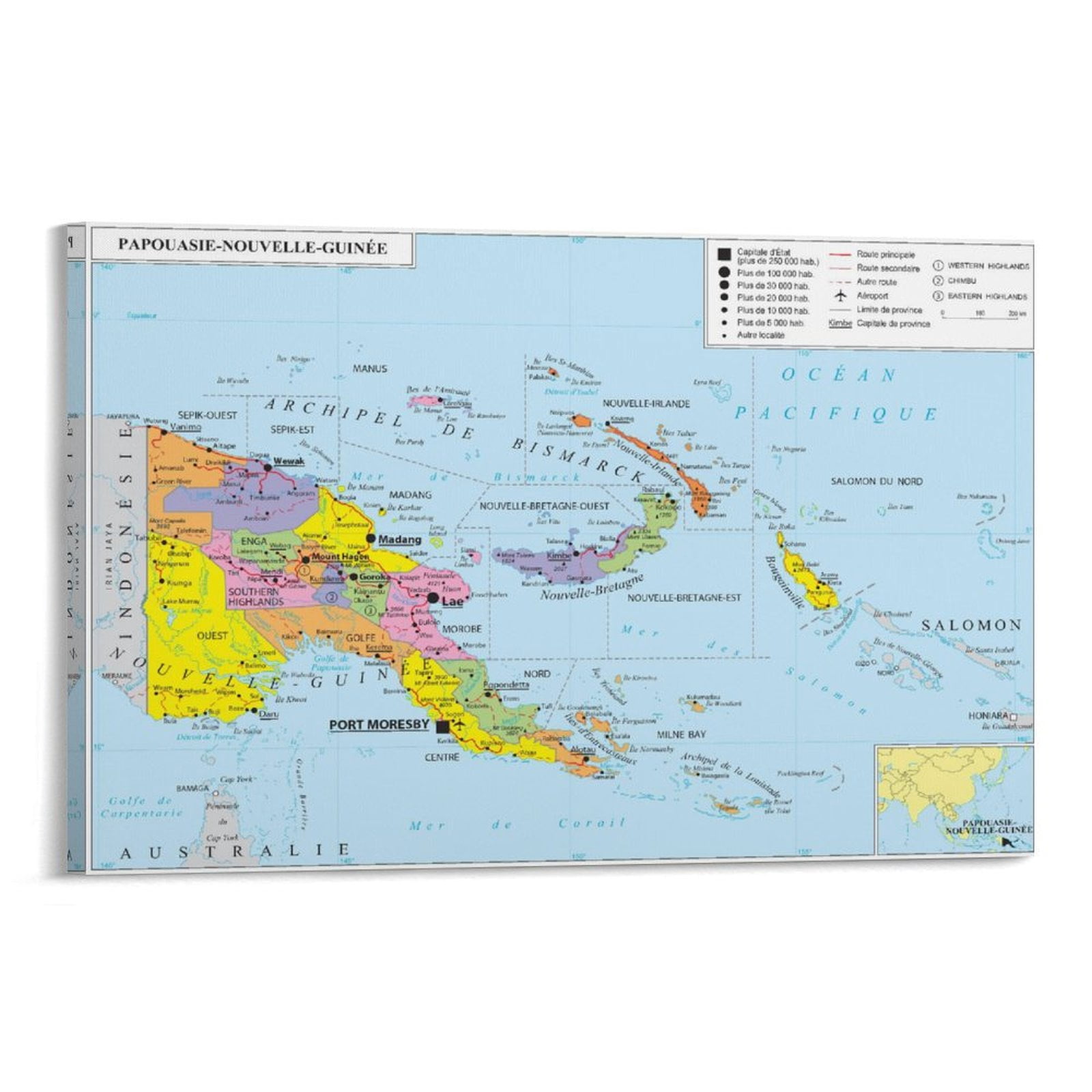 Papua-New-Guinea Map Posters Gifts Canvas Painting Poster Wall Art ...