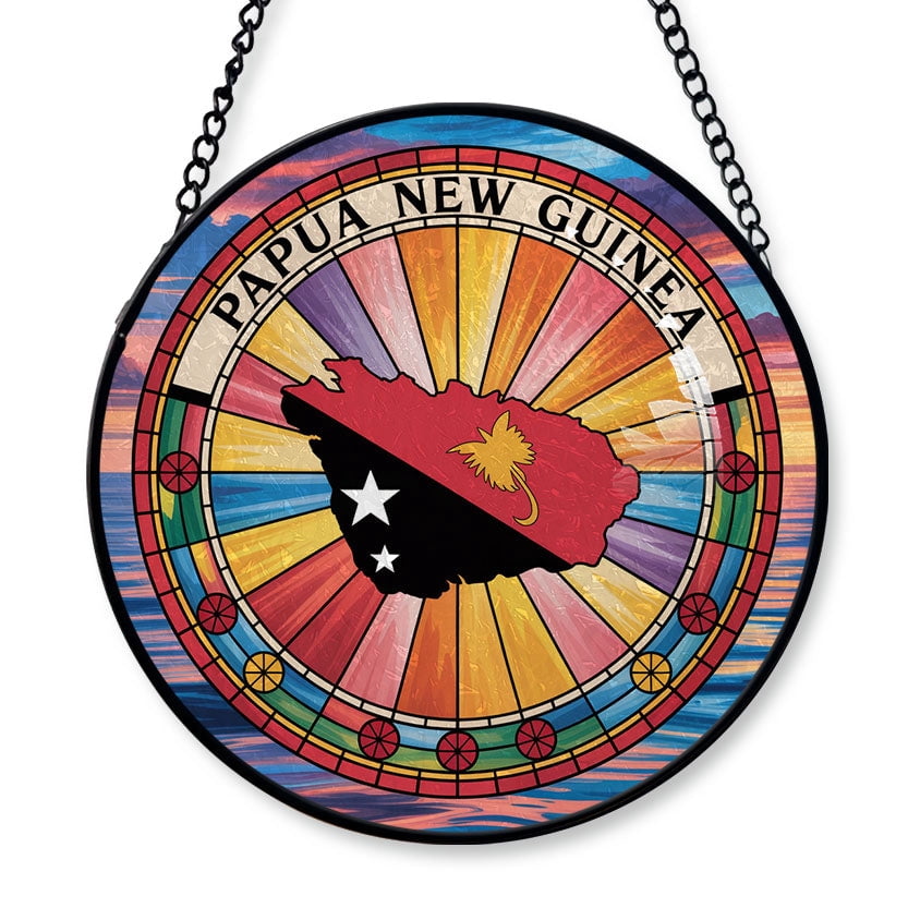 Papua New Guinea Travel Decor Suncatcher Stained Glass Window Hanging ...