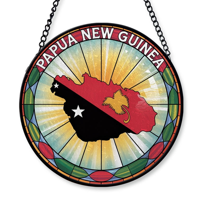 Papua New Guinea Travel Decor Suncatcher Stained Glass Window Hanging ...