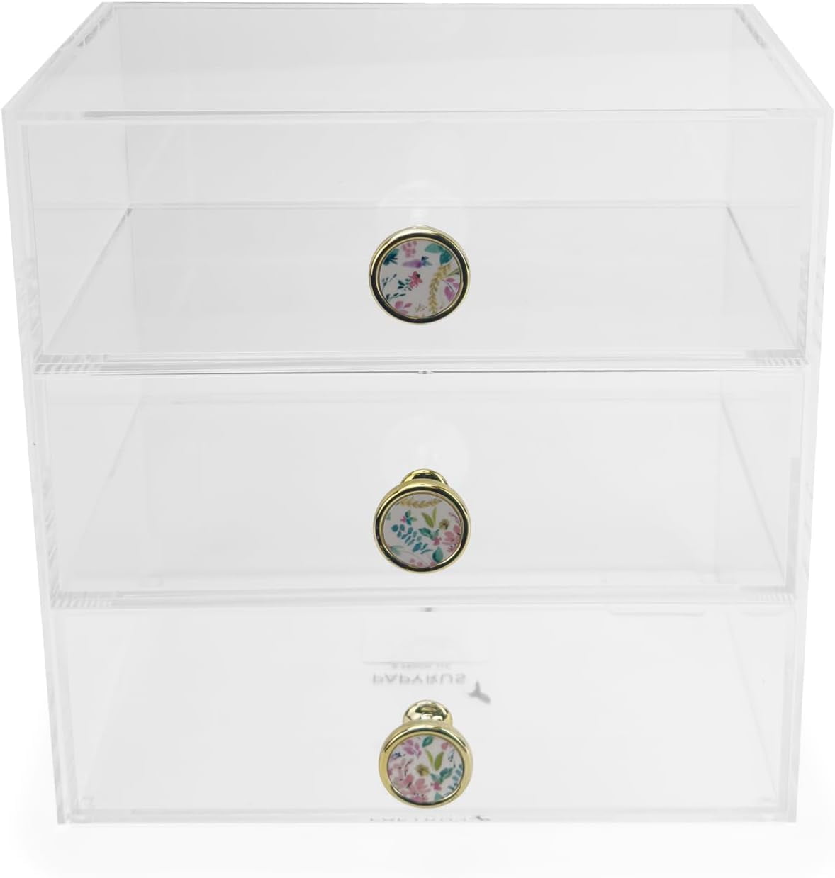 Papyrus Acrylic Vanity Organizer – 3 Drawer Desk Organizer with Flower ...