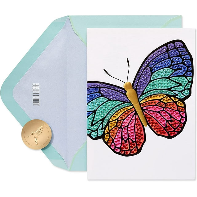 Papyrus Judith Leiber Gemmed Rainbow Butterfly Card - Walmart.com