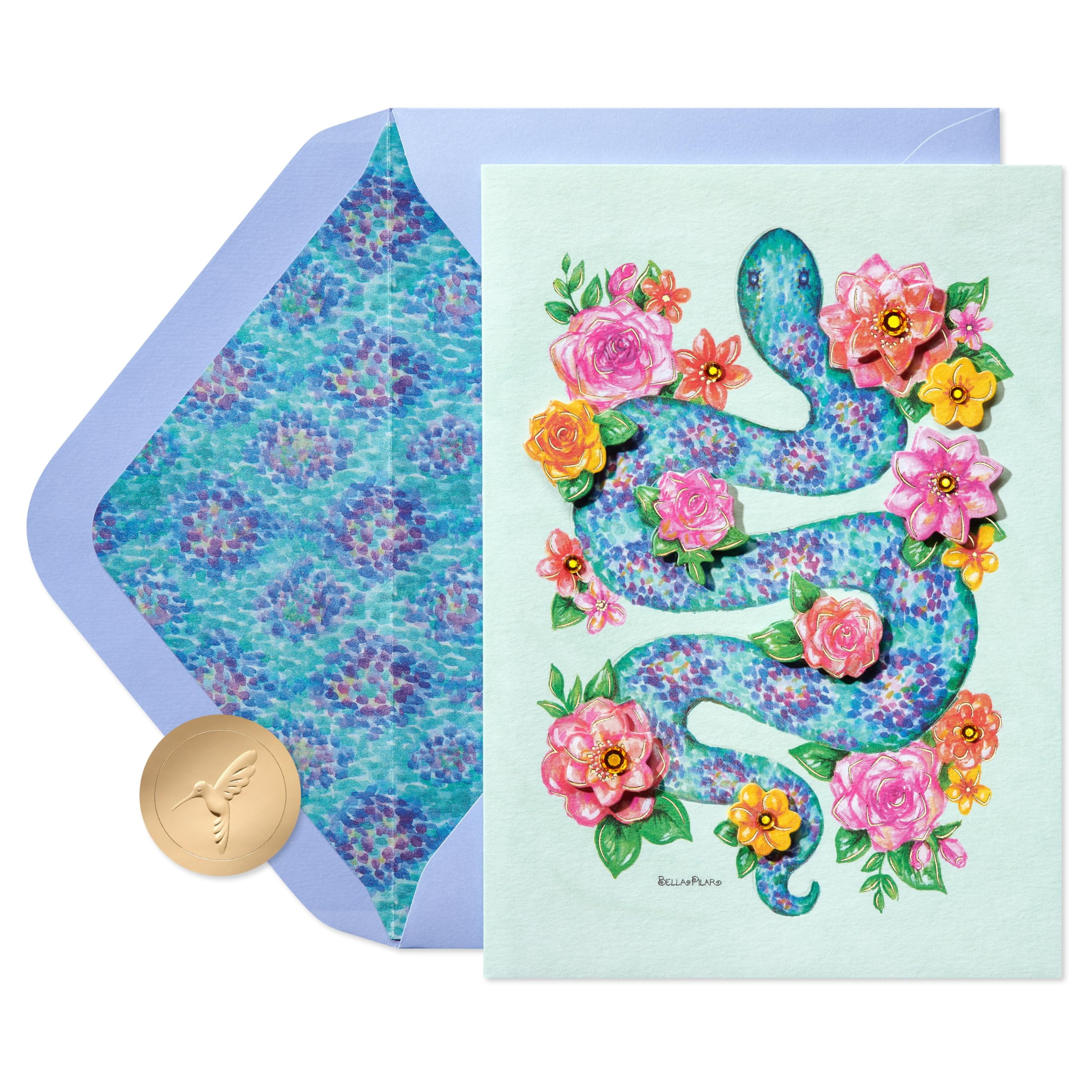 Papyrus Blank Card for Her - Designed by Bella Pilar (Snake & Flowers ...