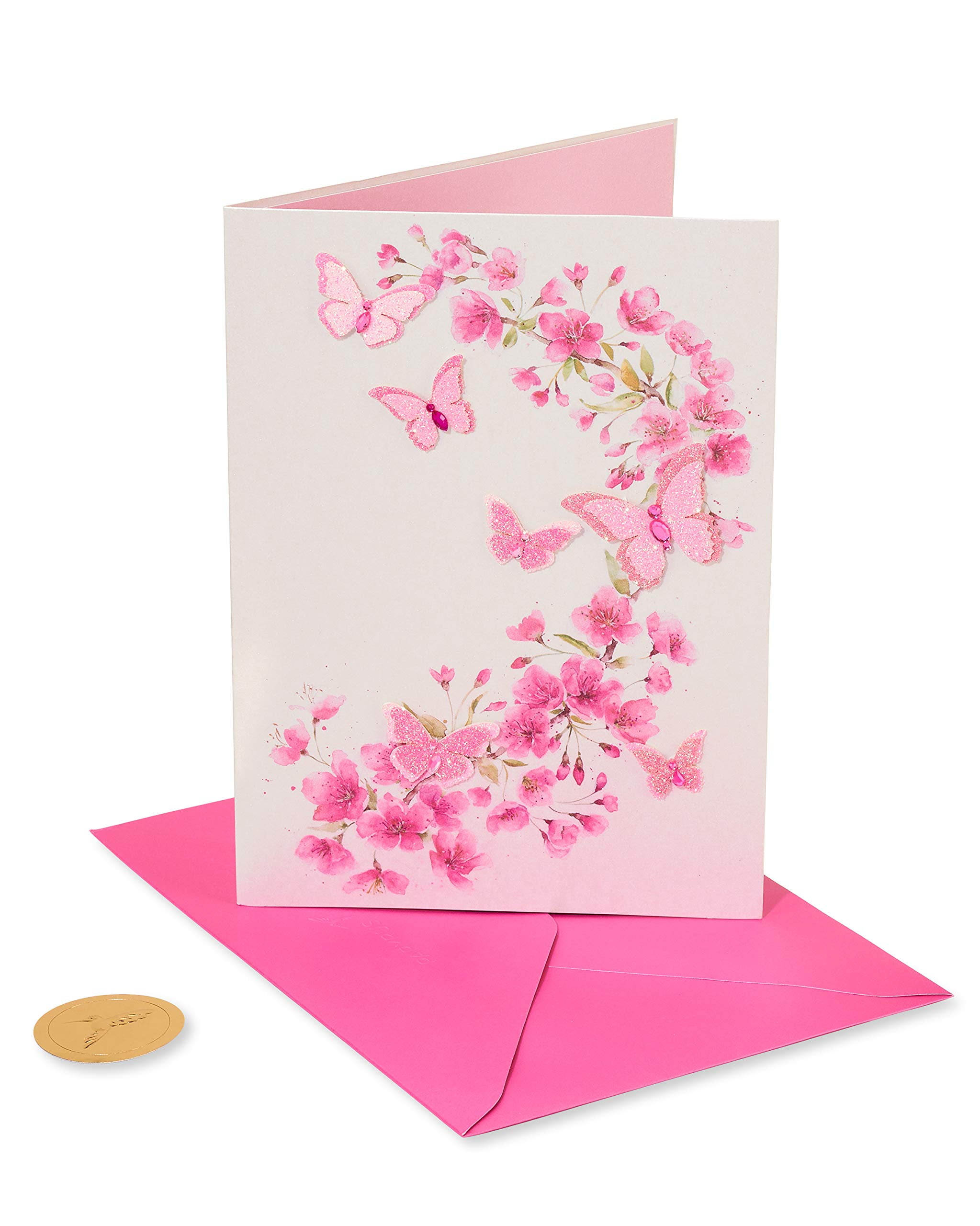 Papyrus Blank Card for Her (Pink Glitter Butterflies) E11 - Walmart.com