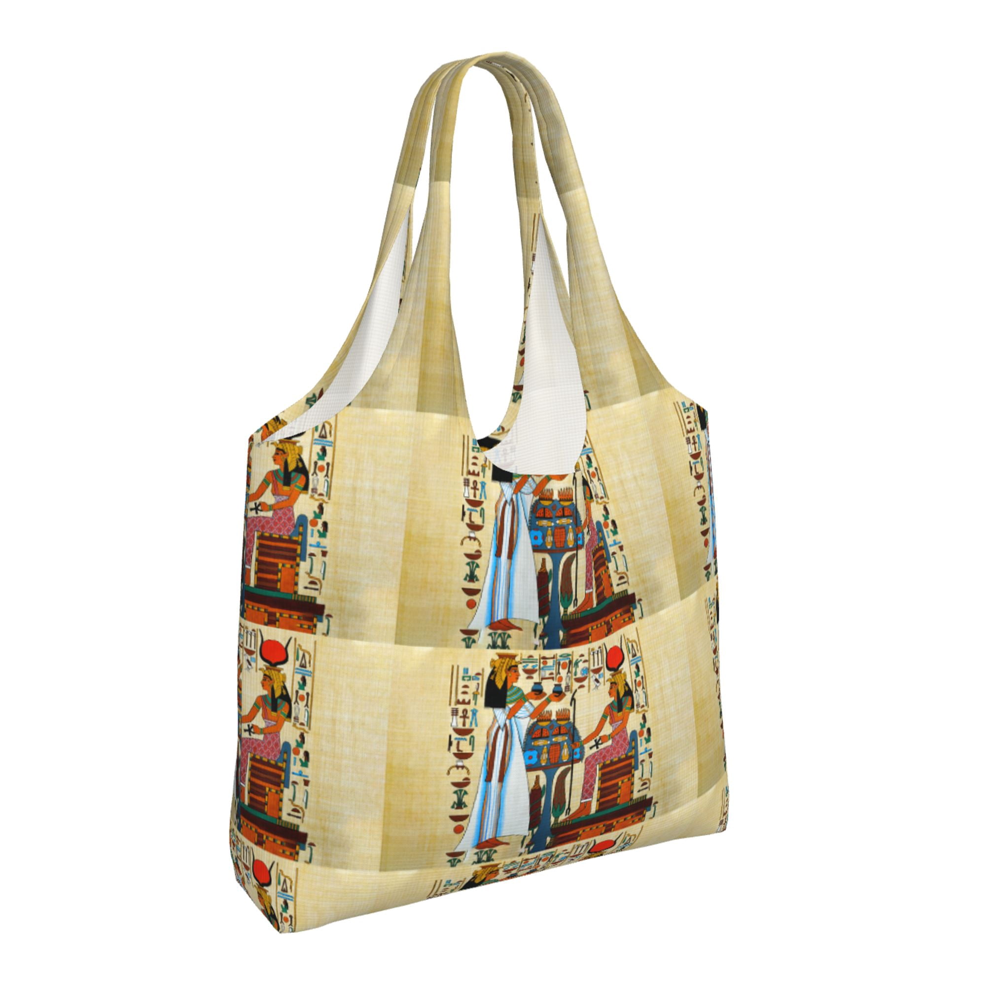 Papyrus Design With Ancient Egyptian Elements Canvas Tote Pocket For ...
