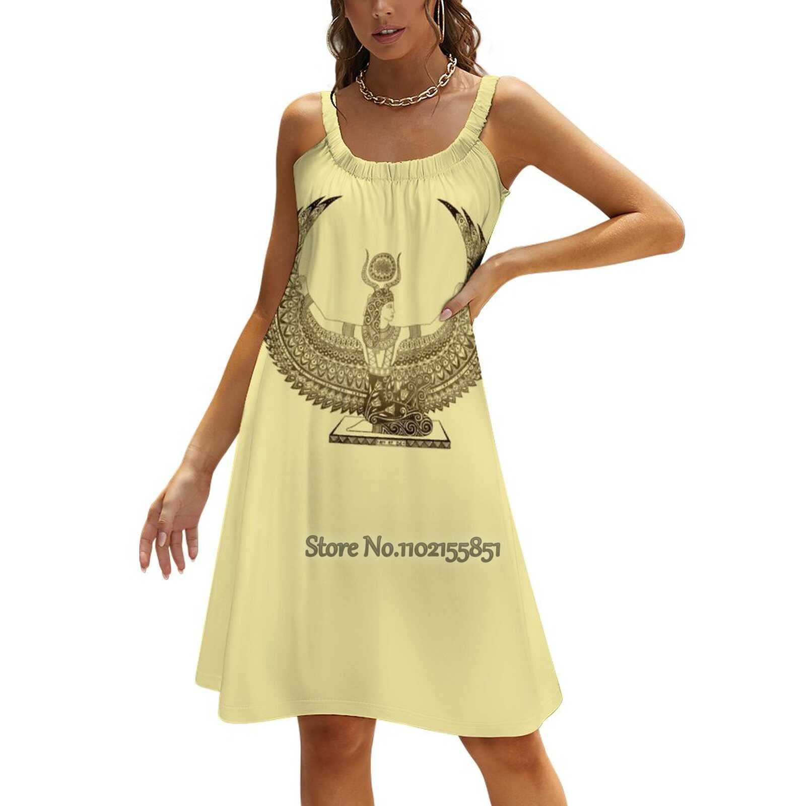 Papyrus - Egyptian Art Back Lacing Backless Dress Square Neck Dress ...