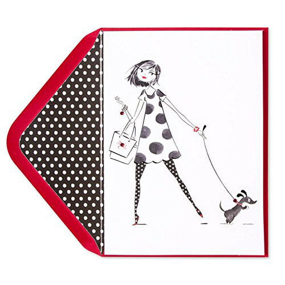 Papyrus Glitter Embellished Birthday Card - Shopping Girl With Dog on ...