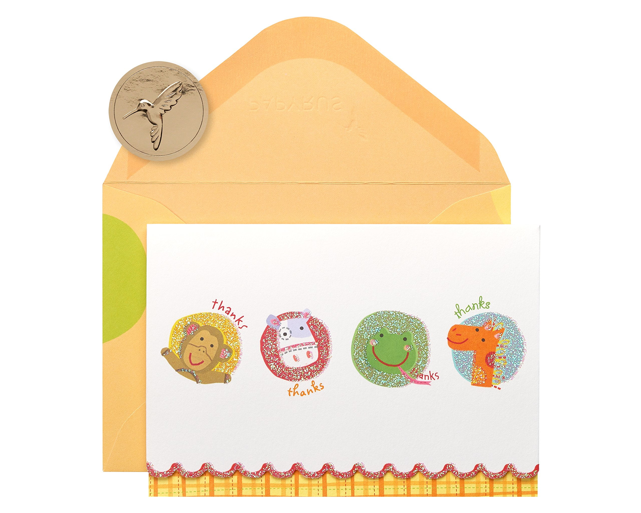 Papyrus Thank You Cards with Envelopes, Animals with Glitter (14-Count ...