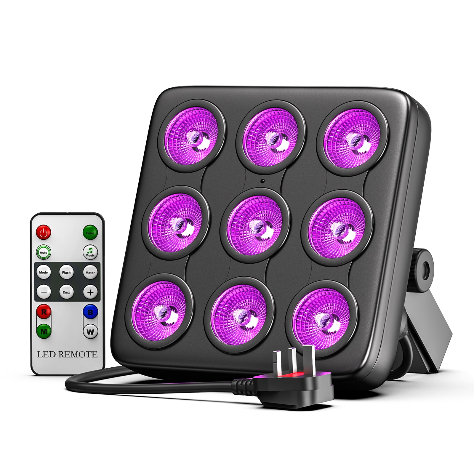 Par Lights,RGBW 9 LED Square DJ Stage Effect Lighting with Remote ...