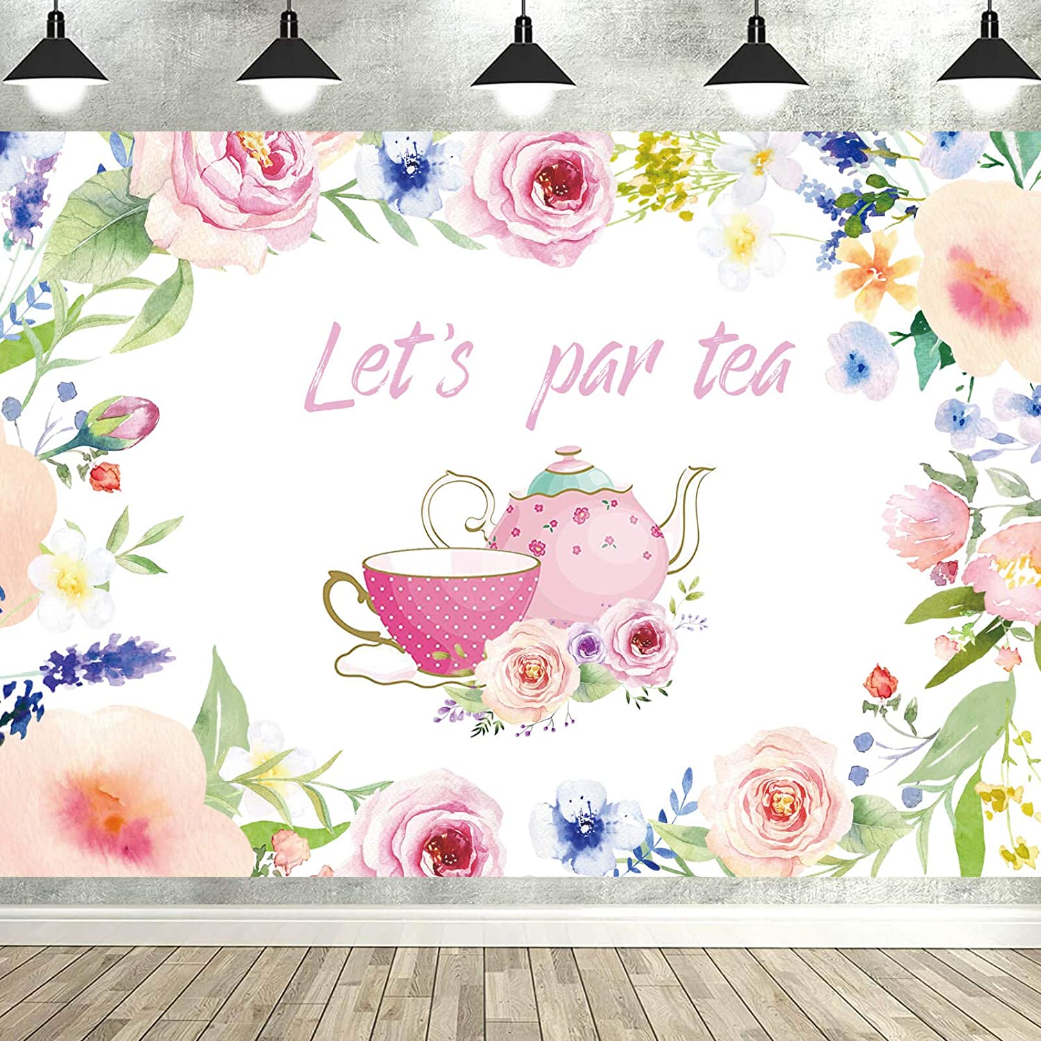 Let's Par Tea Photography Backdrop Tea Time Photo Background Teapot ...